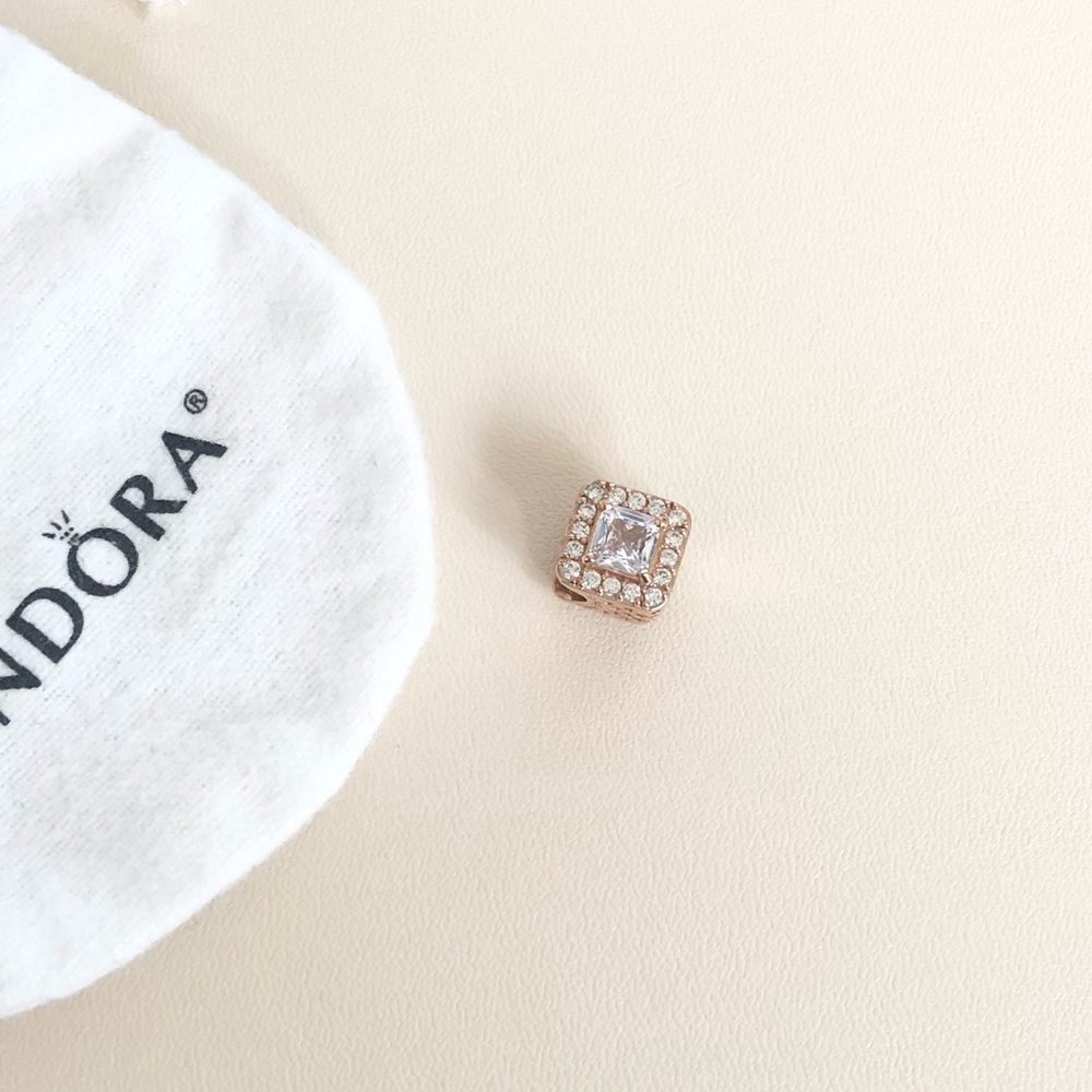 Pandora Square Sparkle Halo Charm - Gem